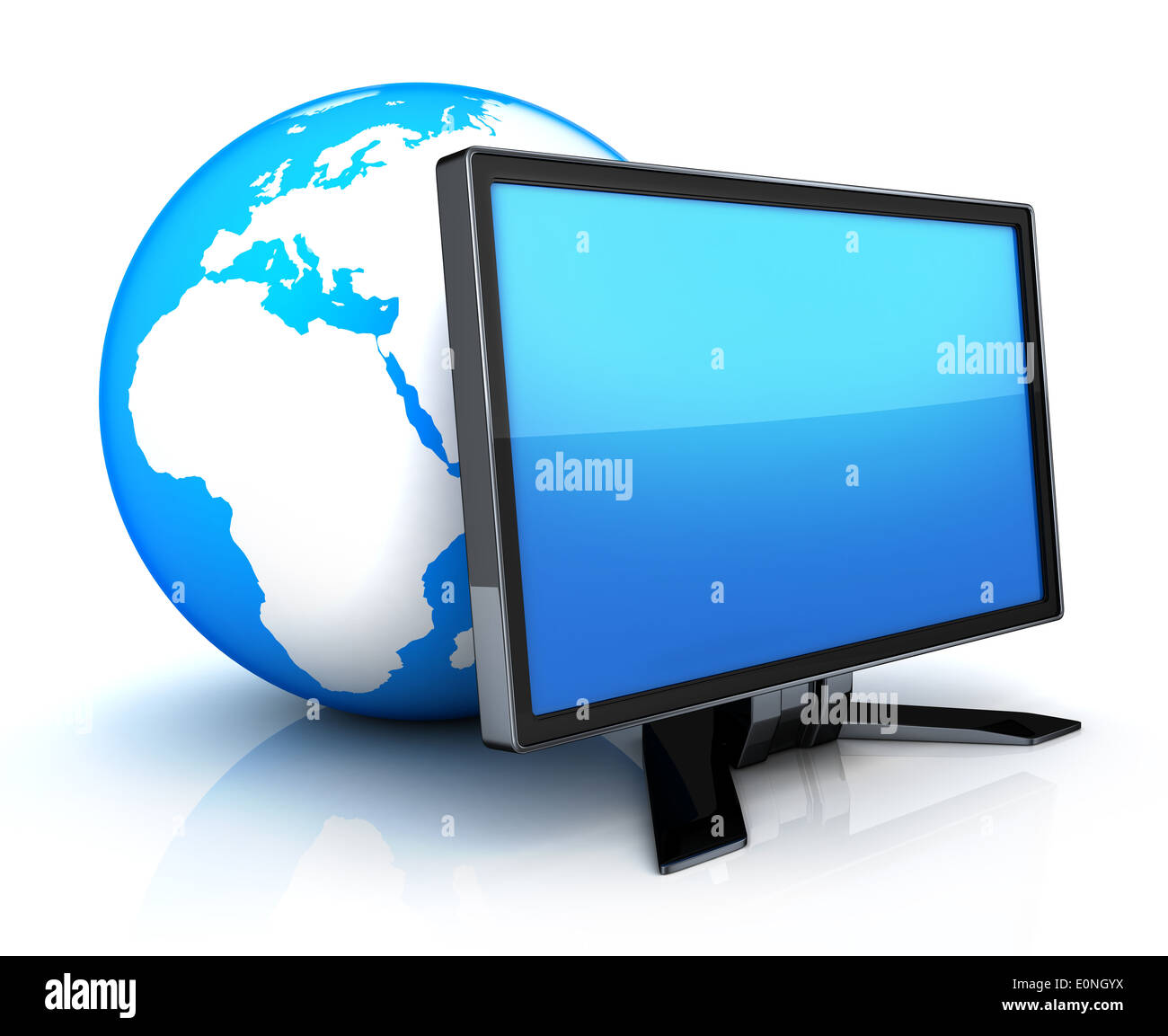Earth and computer monitor (done in 3d Stock Photo - Alamy