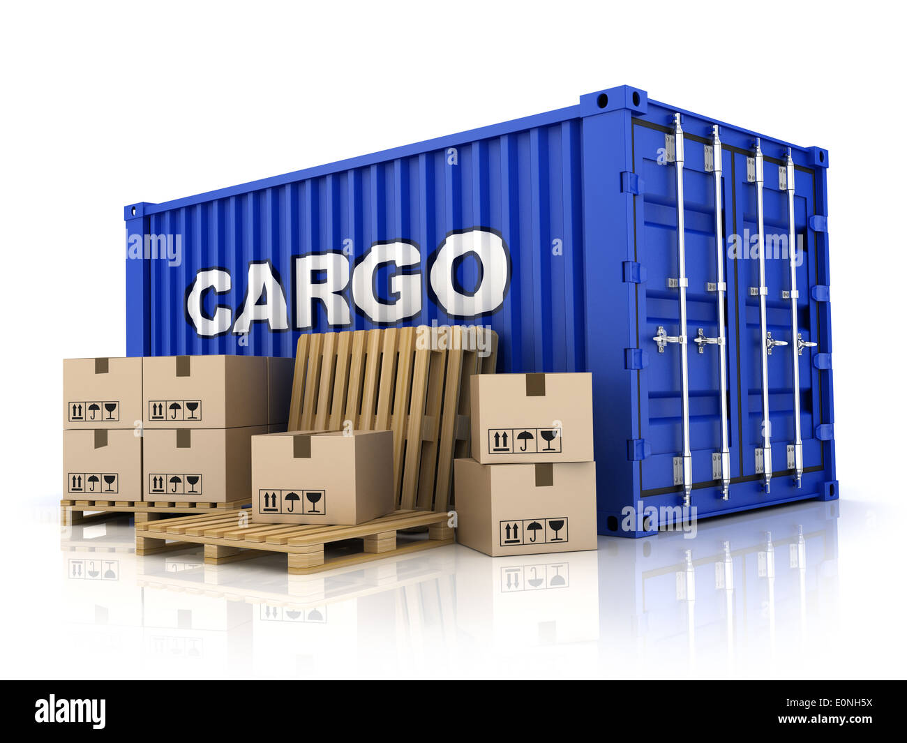 Blue cargo Container on white background (done in 3d Stock Photo - Alamy