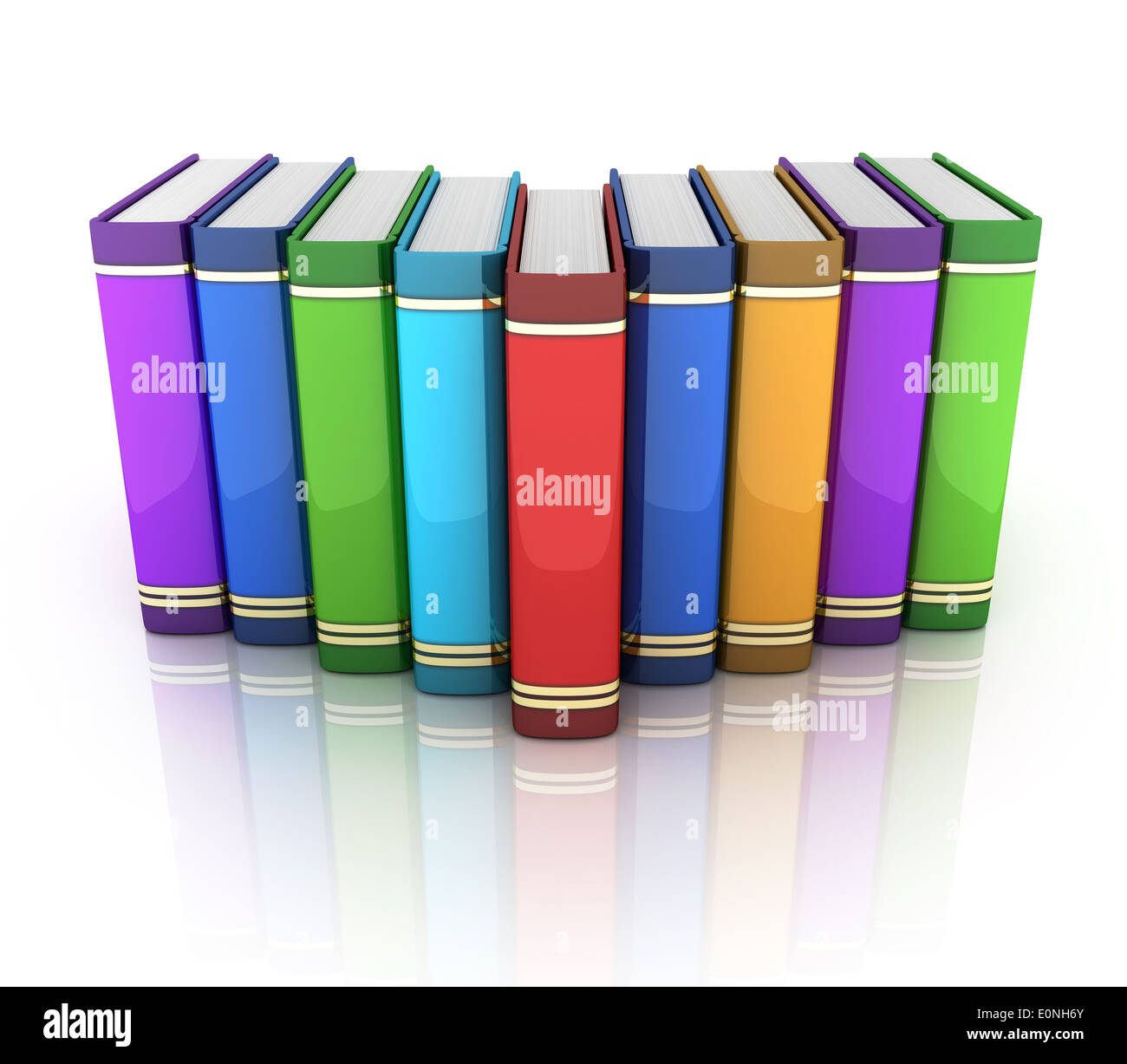 Row books in different colour (done in 3d Stock Photo - Alamy