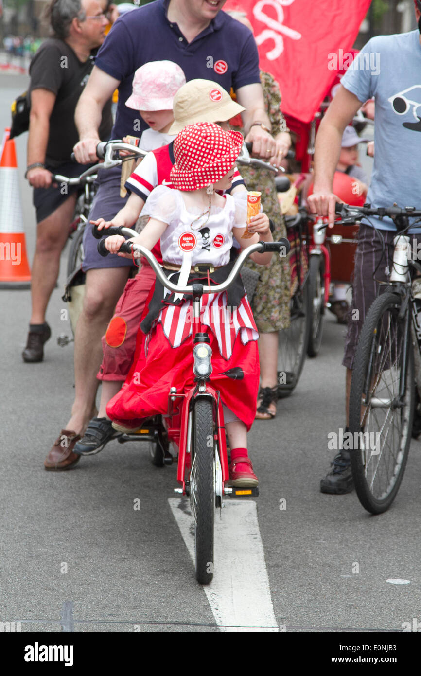 London UK. 17th May 2014. Hundreds of cyclists staged a mass cycle ride ...