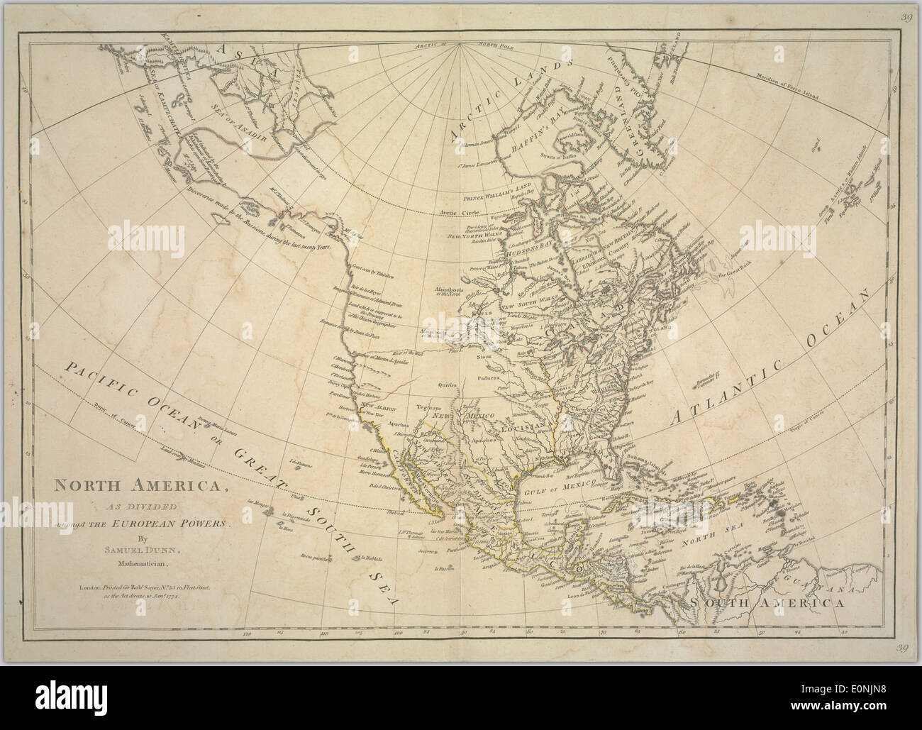This map or illustration depicts North America as it was divided among ...