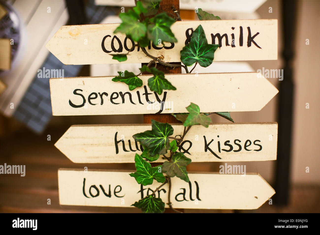 cute sign with positive words on arrows Stock Photo - Alamy