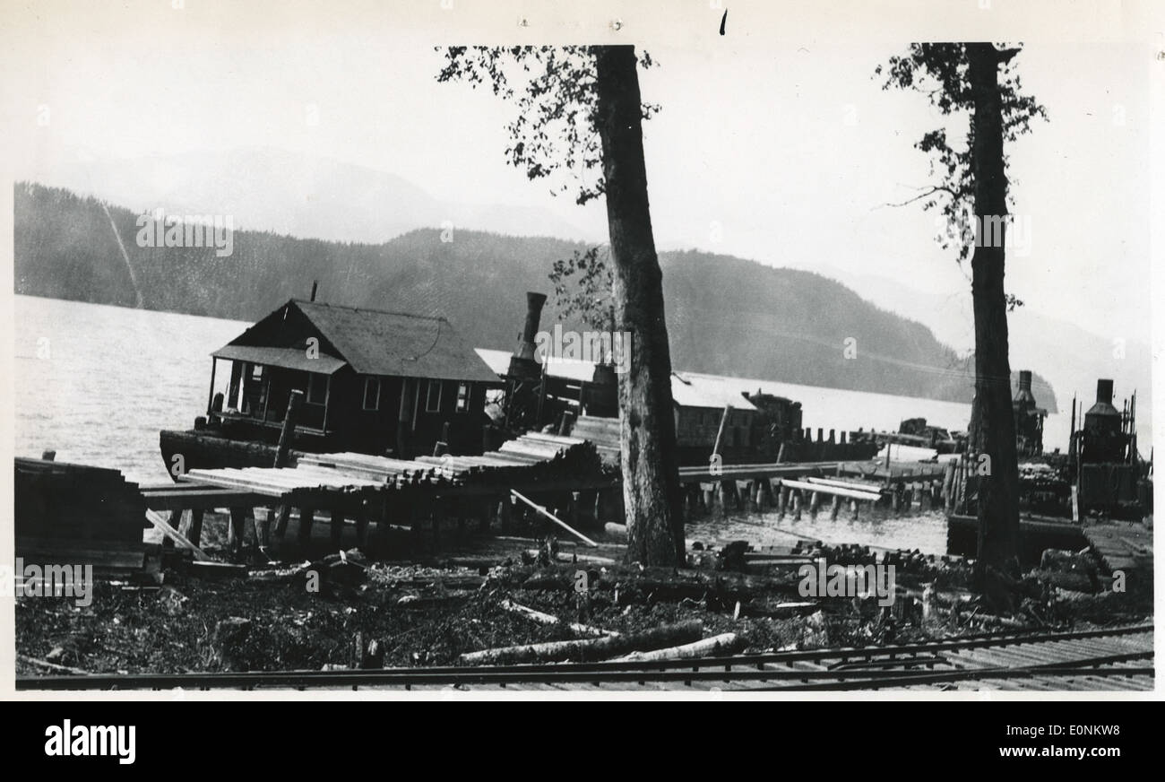 A historical image from 1930-1936 showing machinery from the Knox Bay ...