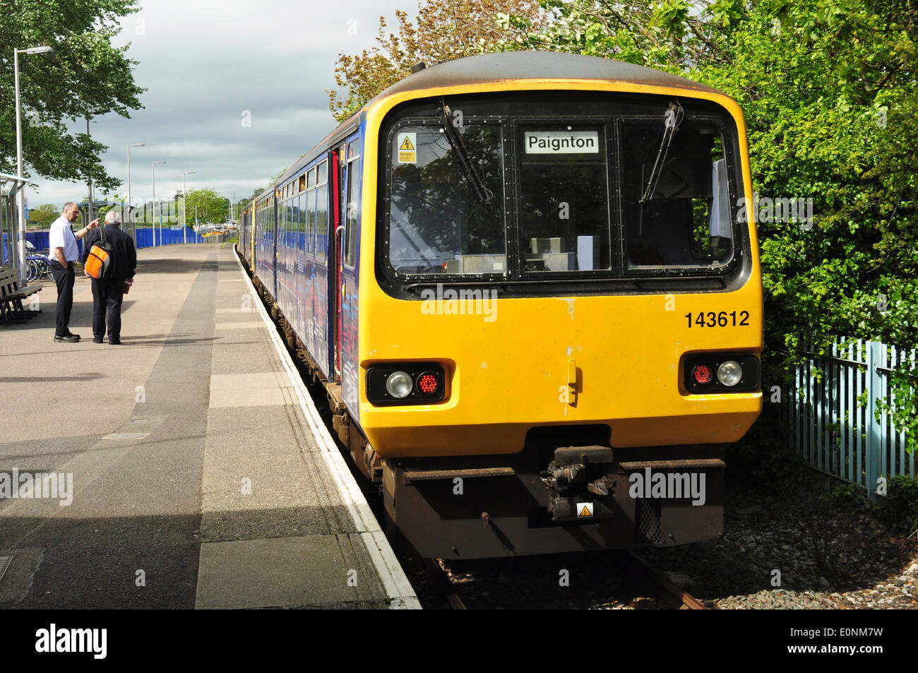 Class 143 DMU at Exmouth railway station, (destination Paignton), Devon ...