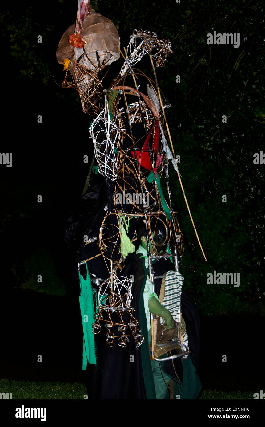 Man in strange pagan costume at the Beltane Fire Festival on Calton ...