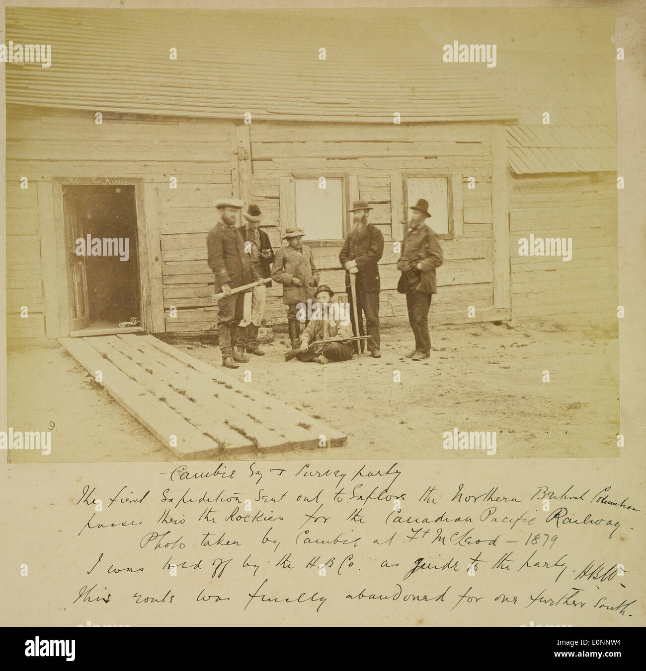 This image captures a surveying party led by Cambie, involved in land ...