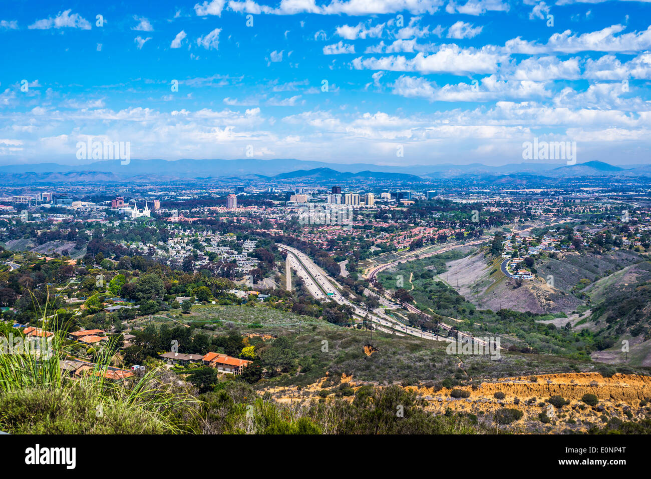 View from Mount Soledad Natural Park. Interstate 5 in the center of the ...