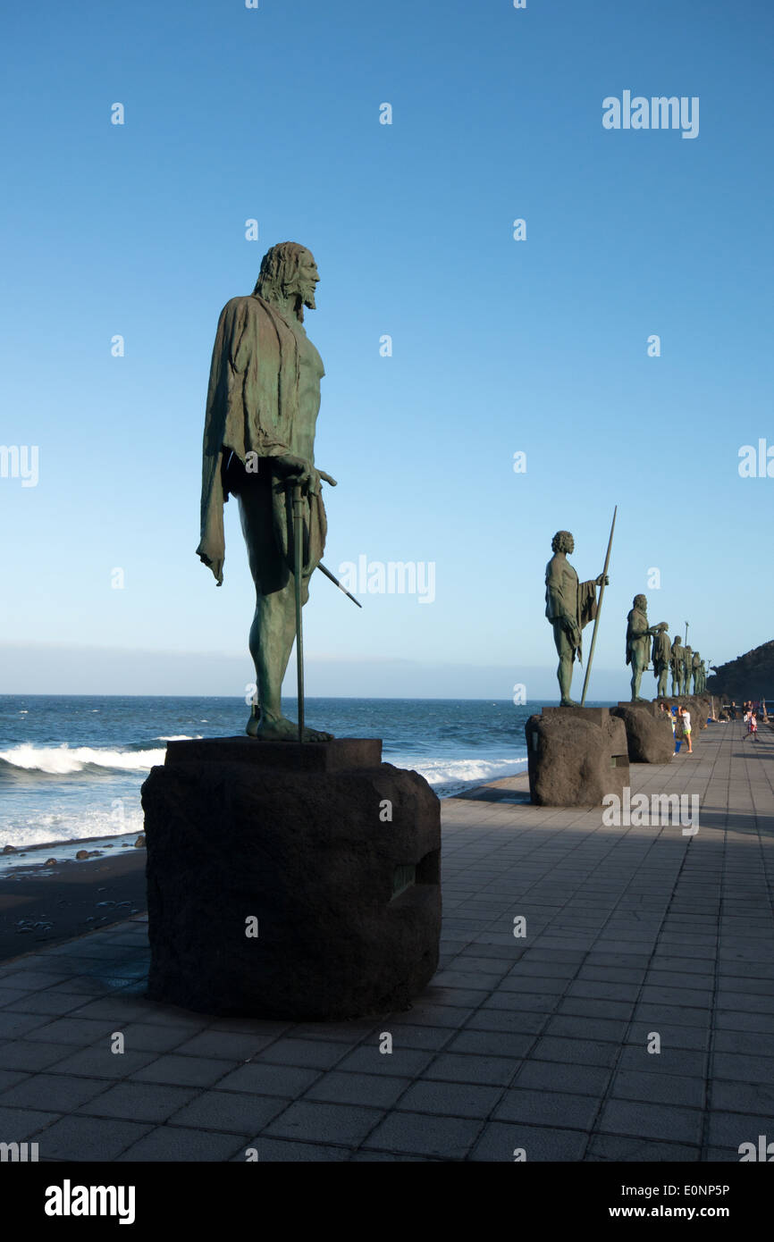 statues of the Guanches Kings or Menceys on the waterfront, Candelaria ...