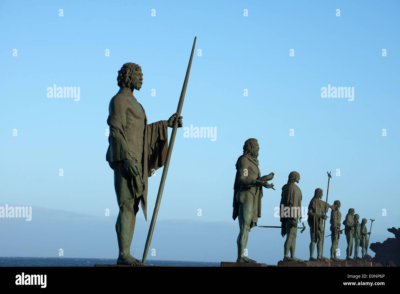 statues of the Guanches Kings or Menceys on the waterfront, Candelaria ...