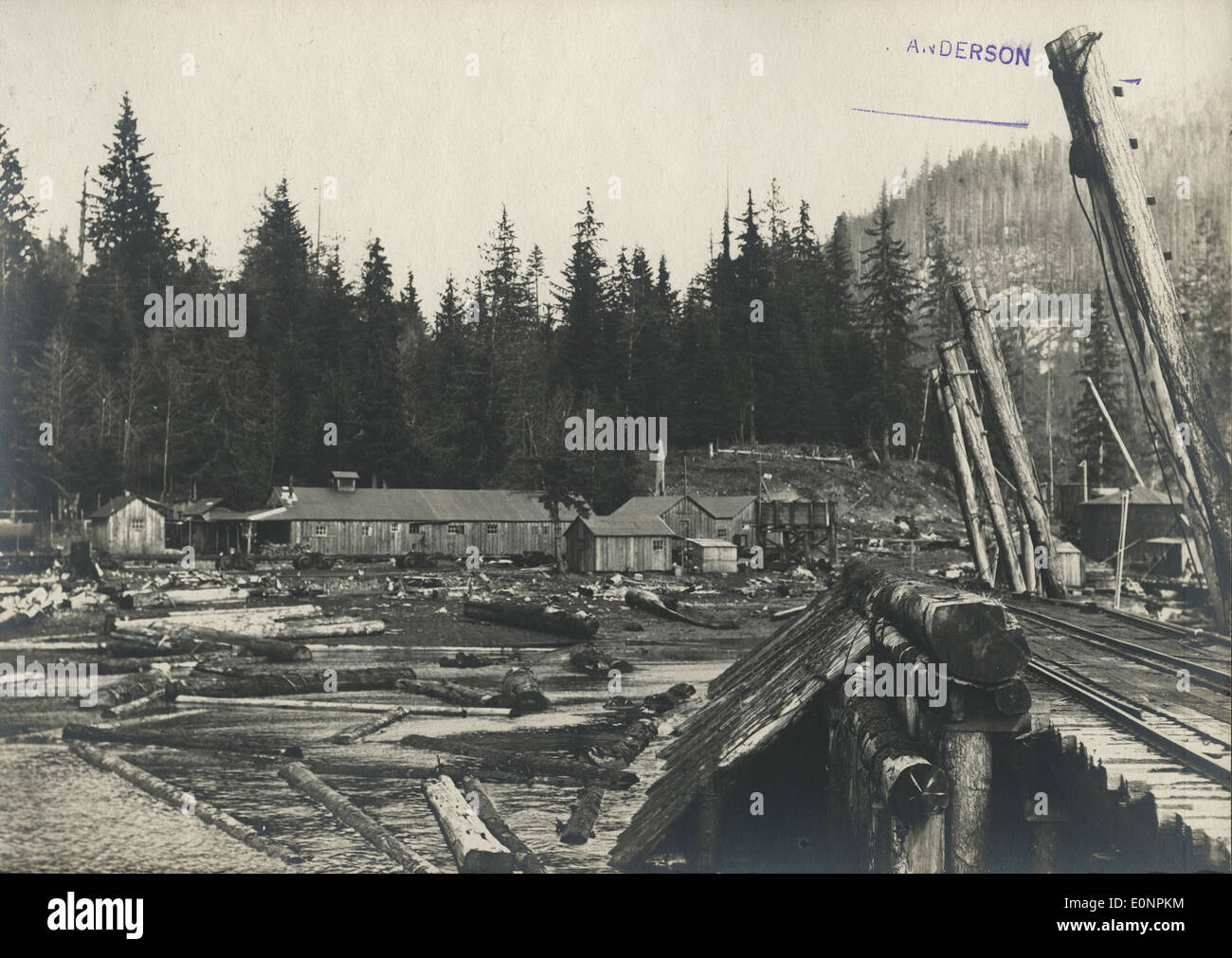 This image features a beach camp set up at Knox Bay. The scene captures ...