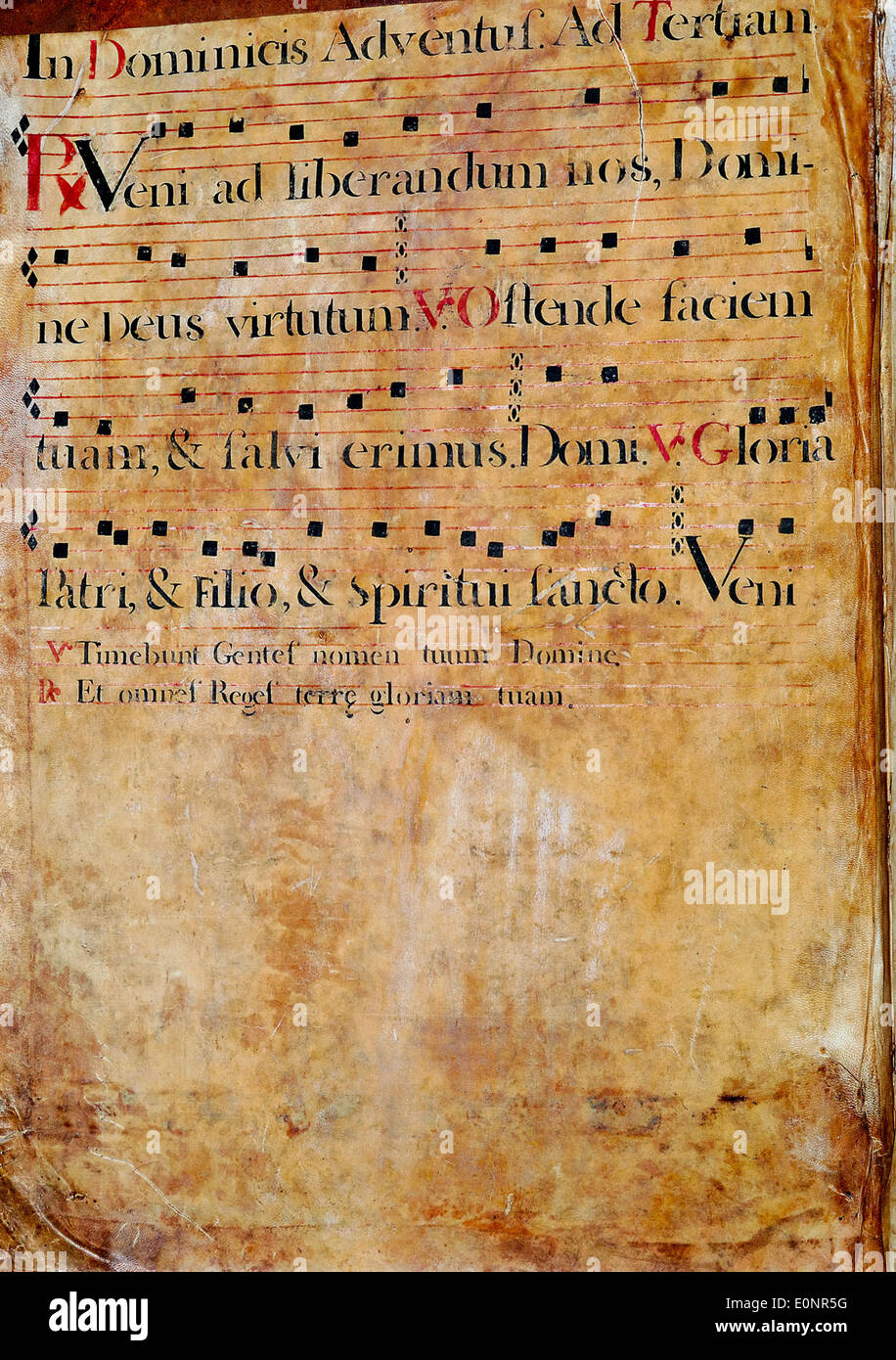 This image displays a page from a Spanish chant manuscript, showcasing ...