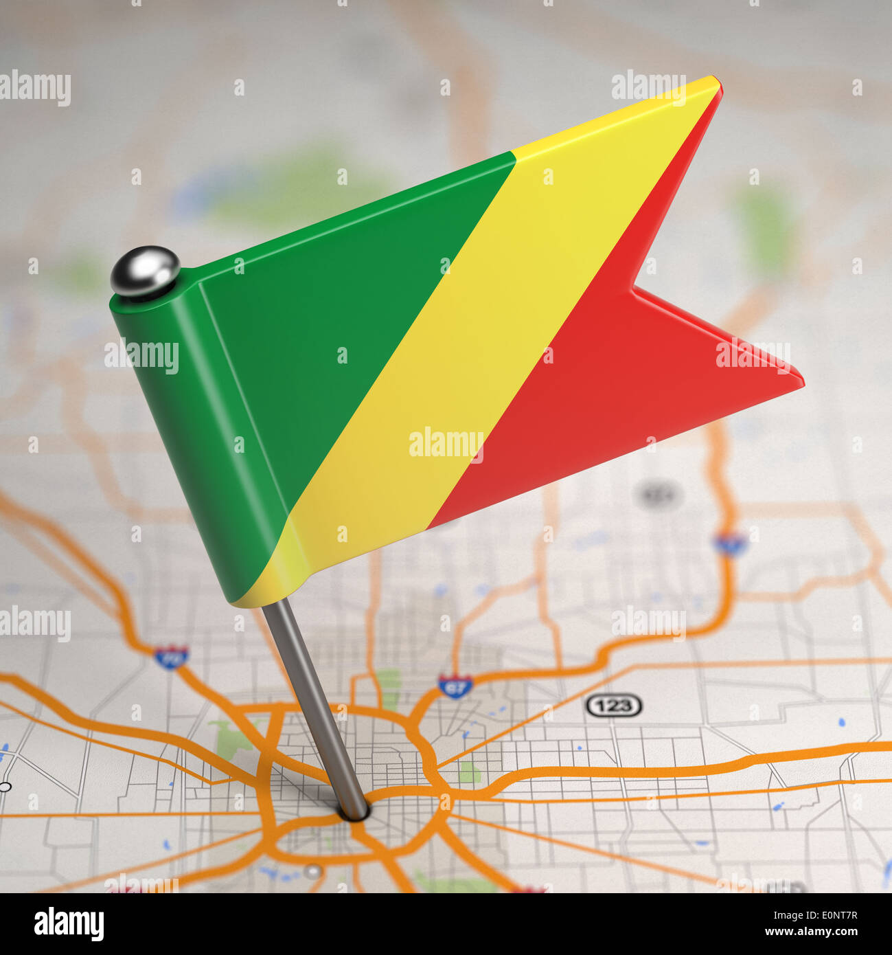 Small Flag Republik of the Congo on a Map Background with Selective ...