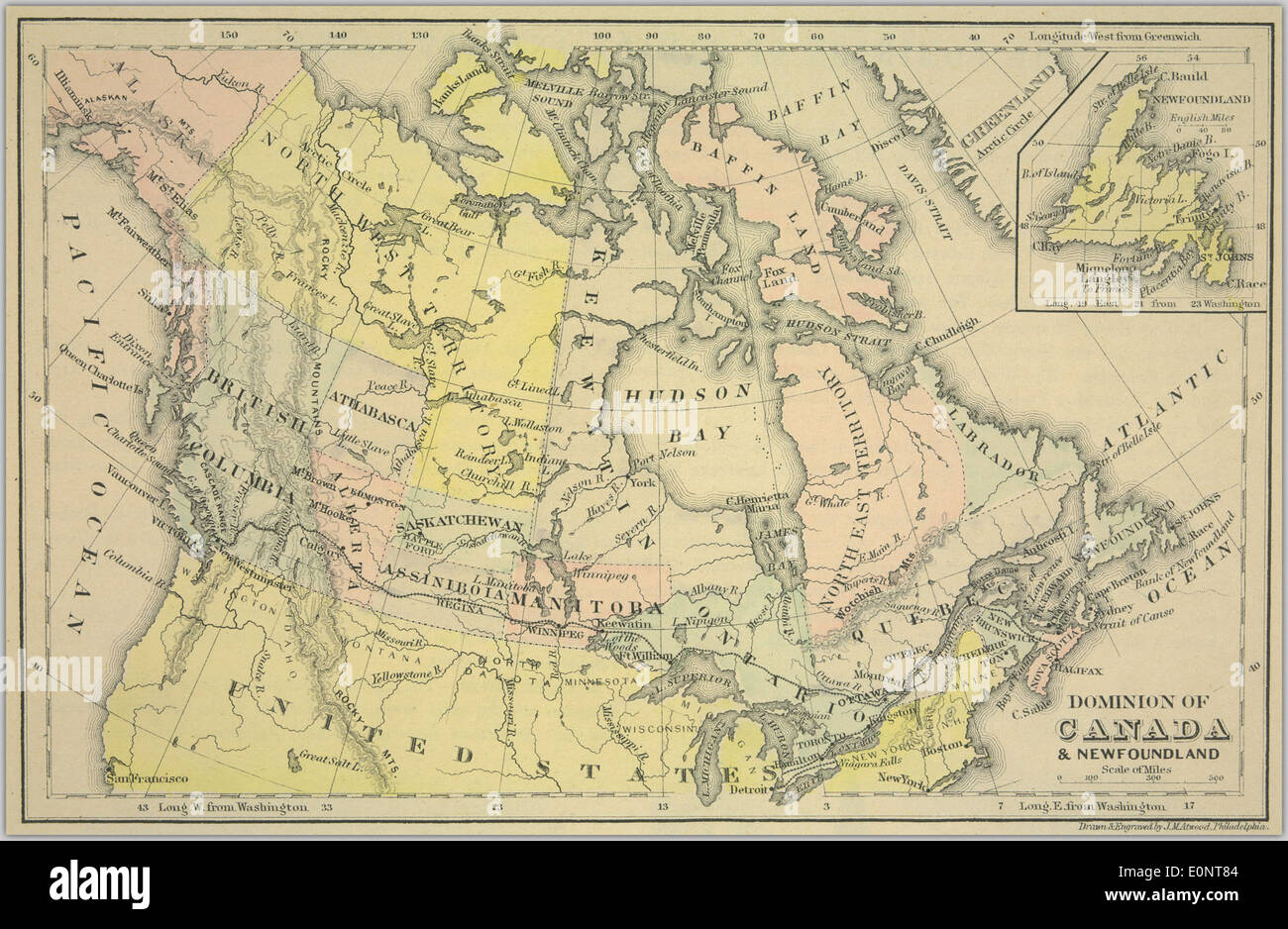 A historical image representing the Dominion of Canada and Newfoundland ...