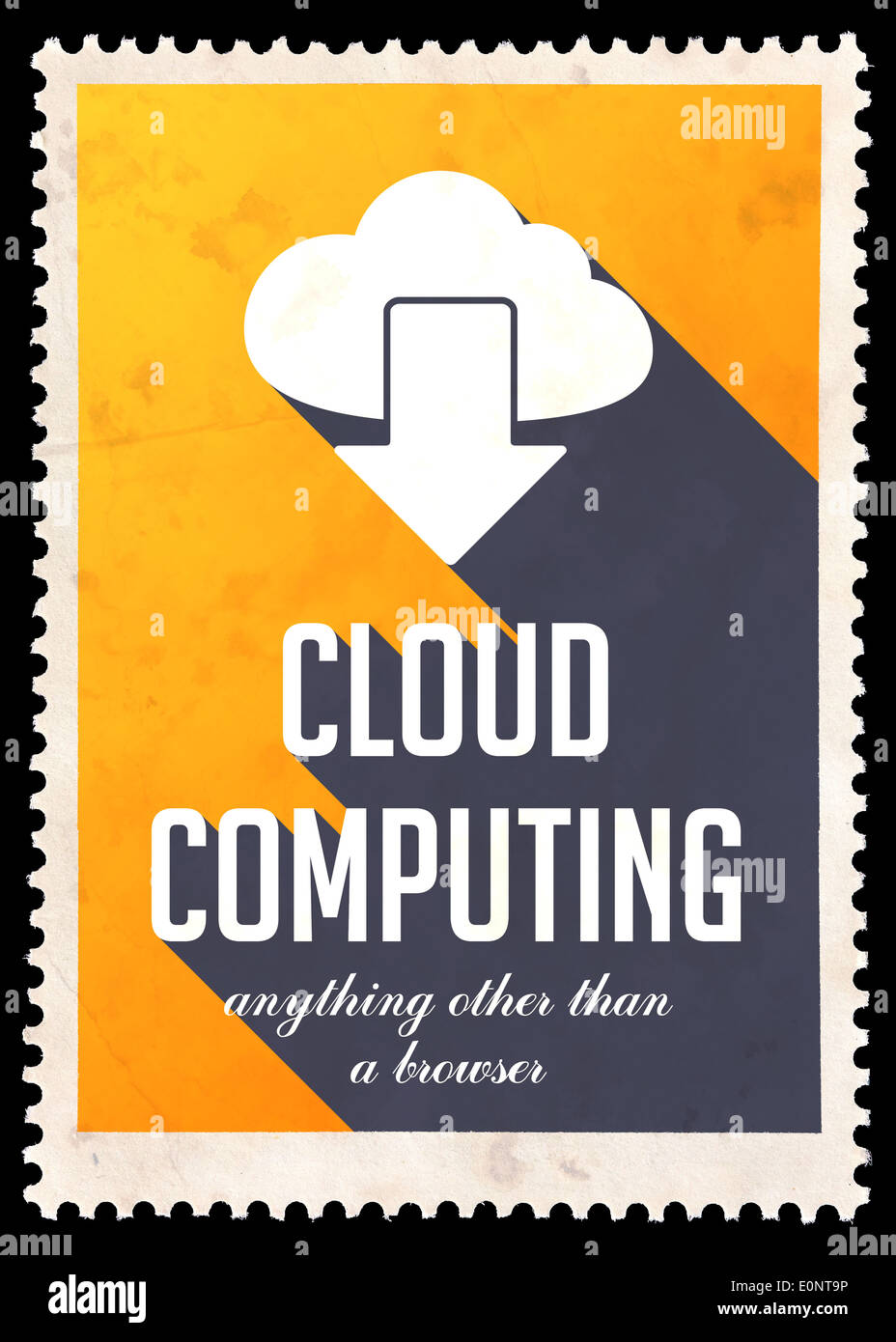 Cloud Computing on Yellow in Flat Design Stock Photo - Alamy