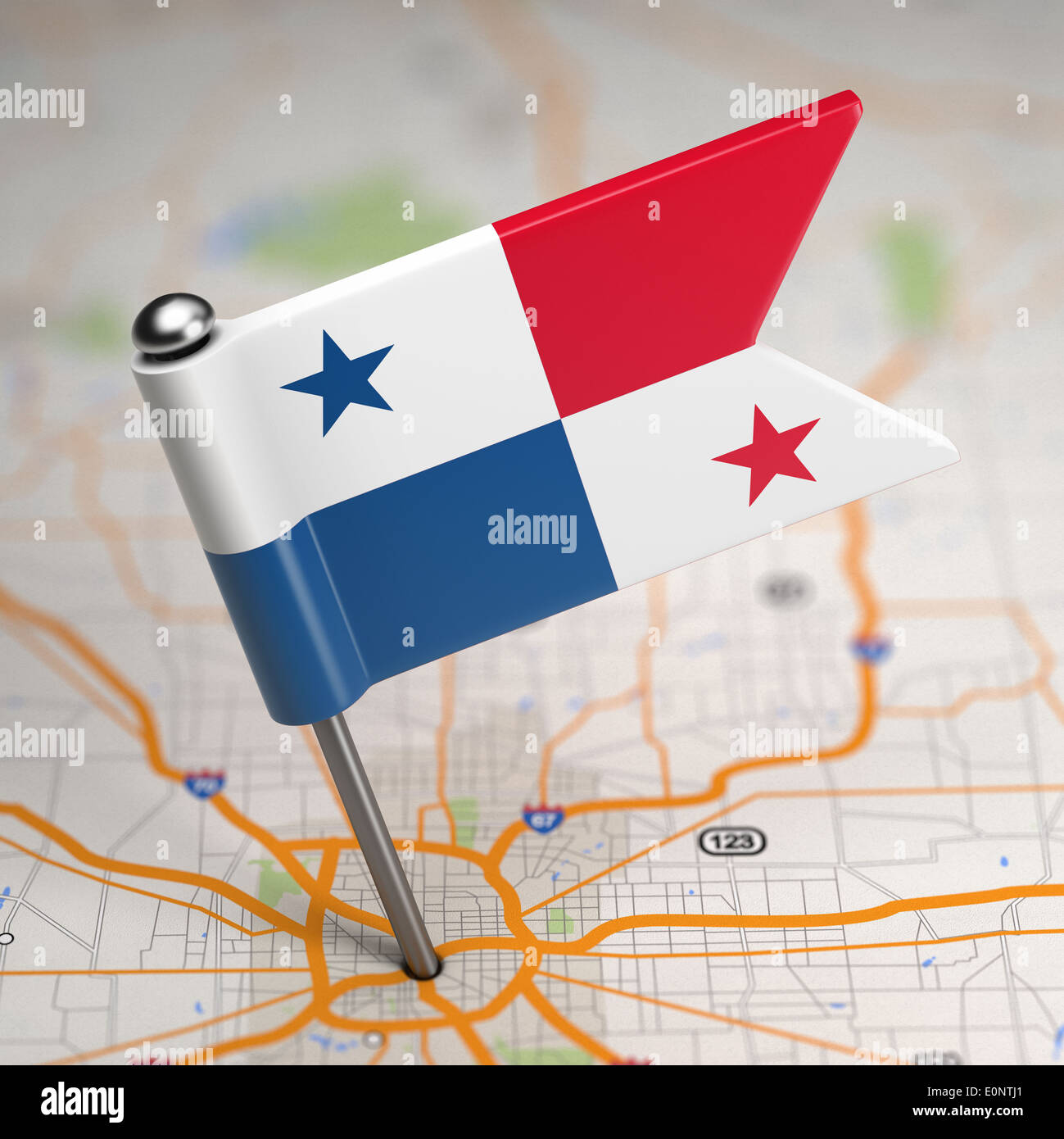 Small Flag of Panama on a Map Background with Selective Focus Stock ...