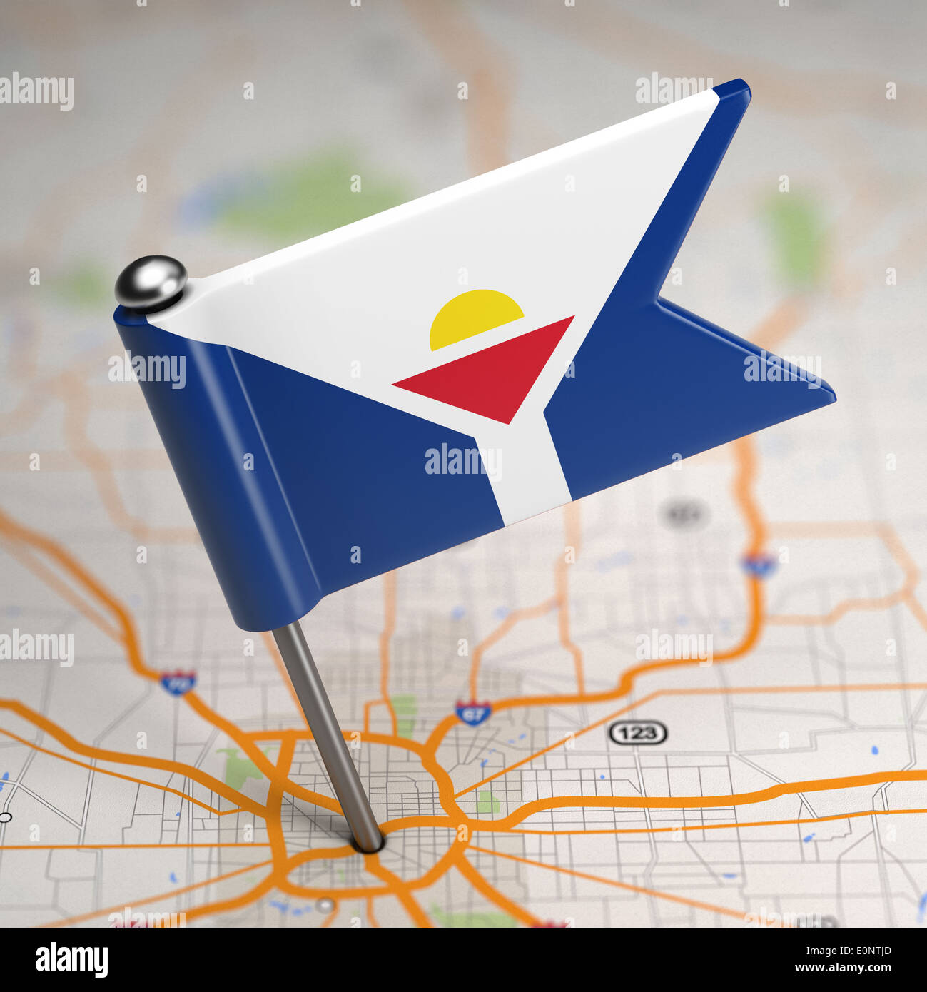 Small Flag of Saint-Martin on a Map Background with Selective Focus ...