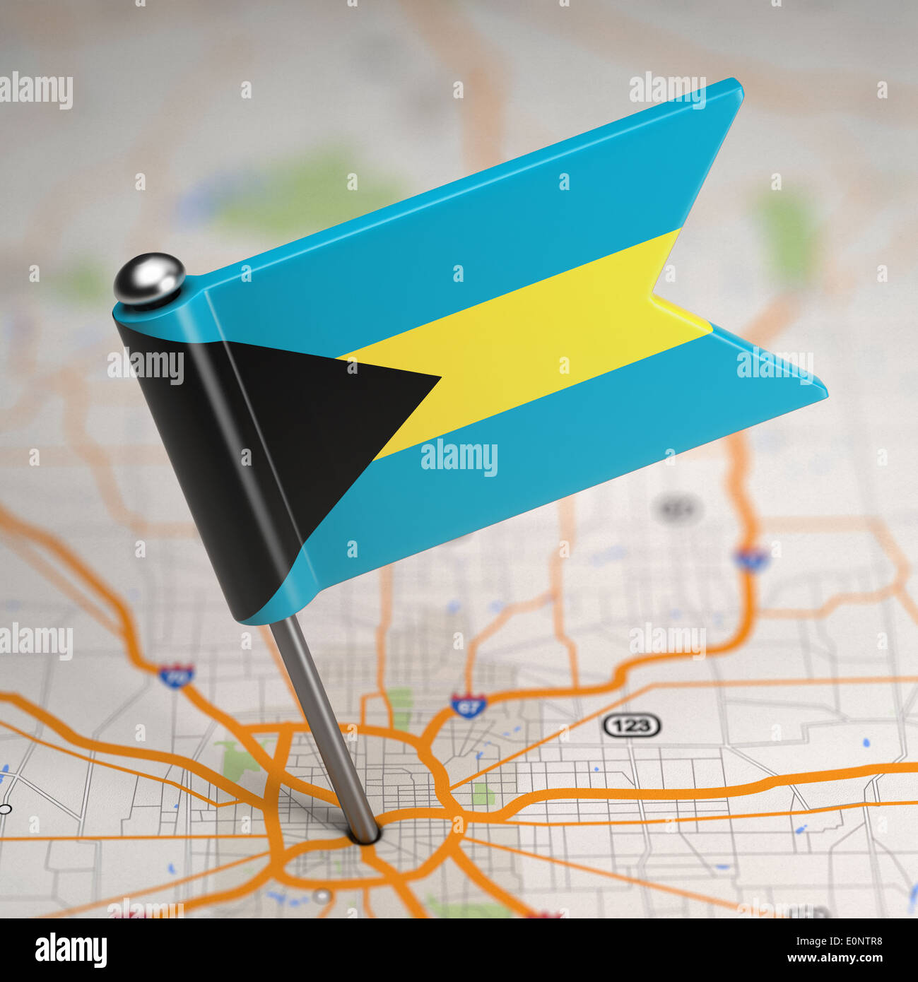 Small Flag of Bahamas on a Map Background with Selective Focus Stock ...