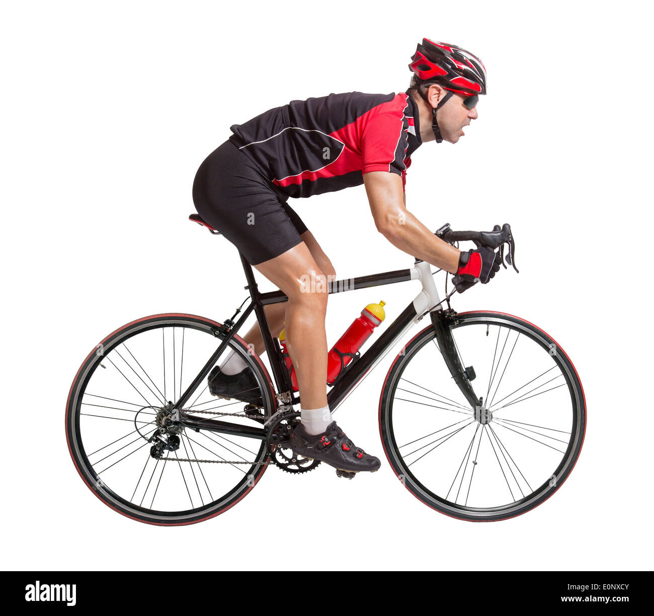 bicyclist riding a bicycle isolated on white background Stock Photo - Alamy