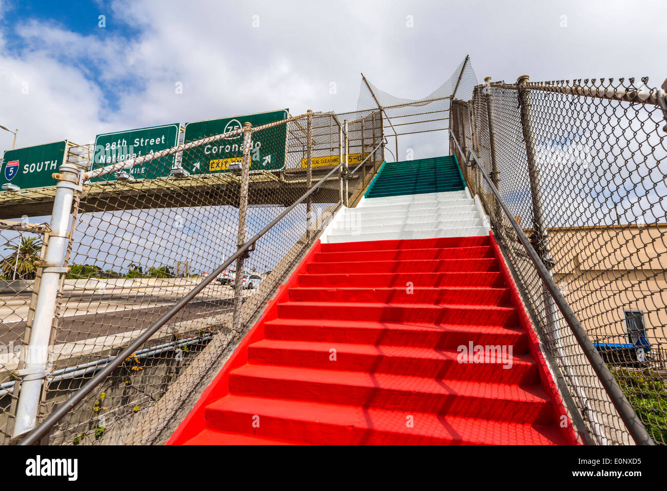 Public steps painted in the colors of the Mexican Flag. Barrio Logan ...