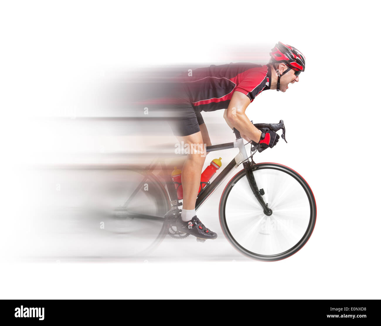 cyclist sprints on a bike isolated on white background Stock Photo - Alamy