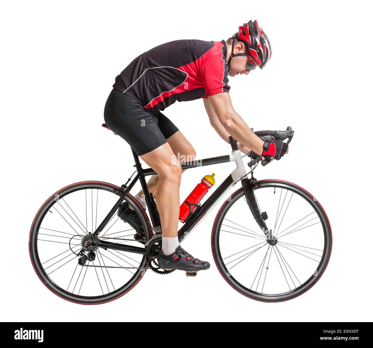 bicyclist riding a bicycle isolated on white background Stock Photo - Alamy