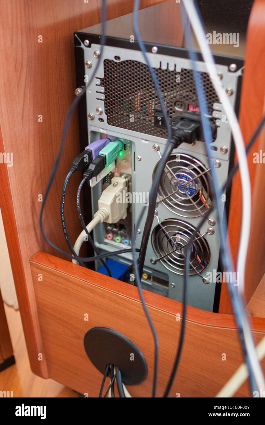 Black desktop computer rear Stock Photo - Alamy
