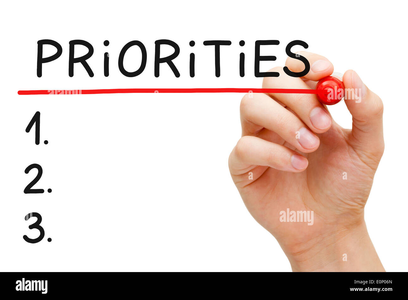 Hand writing Priorities list with marker isolated on white Stock Photo ...
