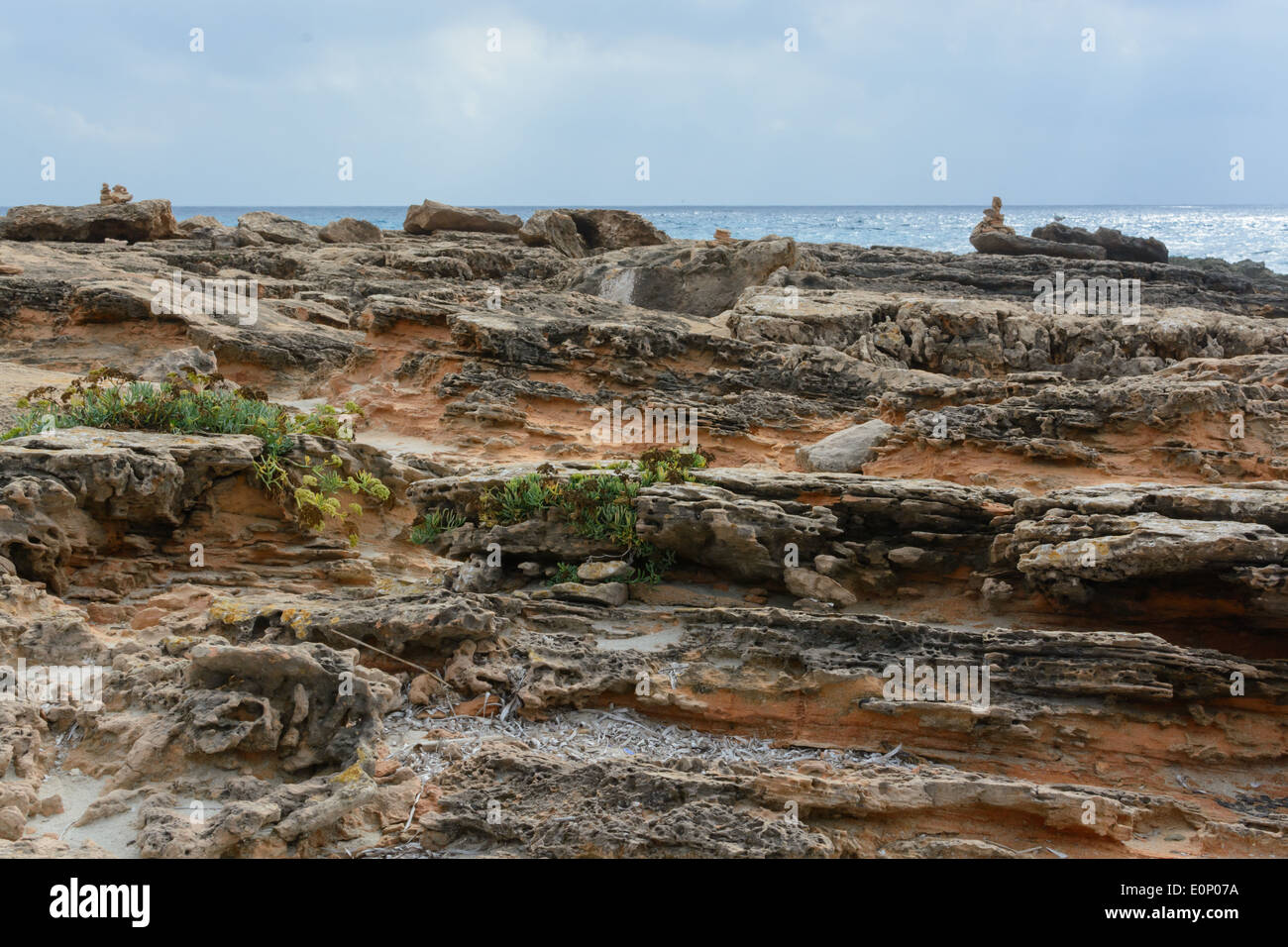 Landscape with limestone rocks sharpened from salt erosion at Cap ...