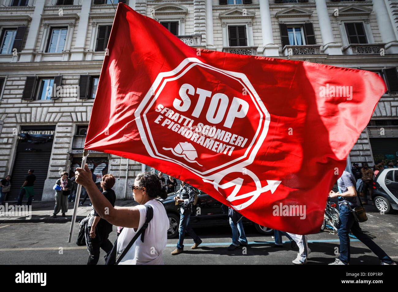 Rome, Italy. 17th May, 2014. Protesters wave flags during a nationwide ...