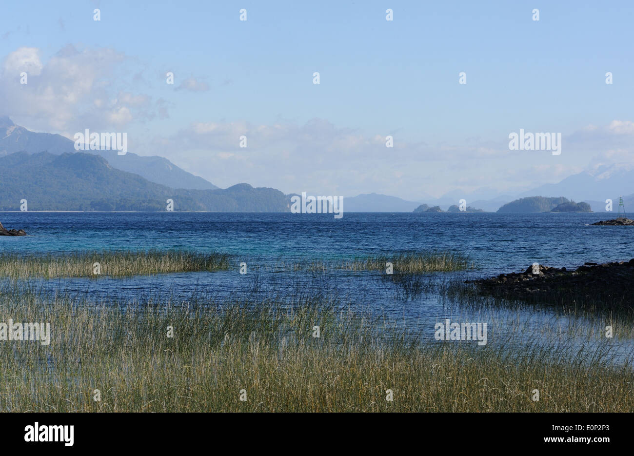 Lago Nahuel Huapi from the landing stage at Bariloche in the foothills ...