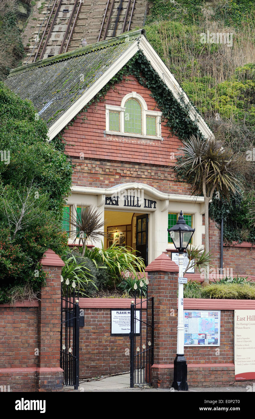 The lower station of the East Hill Lift cliff railway. Hastings, Sussex ...