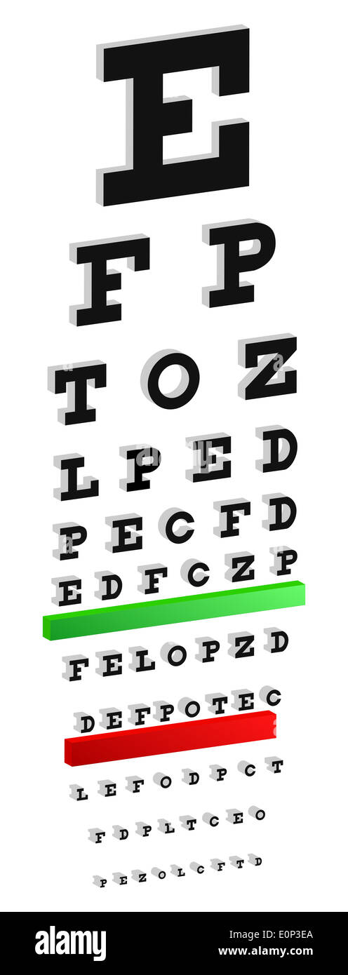 Classic 3D Snellen Eye Chart Test For Vision Disorders Stock Photo - Alamy
