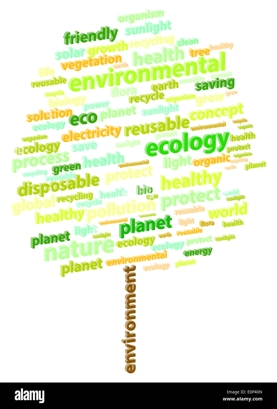 3D Tree Abstract Ecology Word Cloud Vector Illustration Stock Photo - Alamy