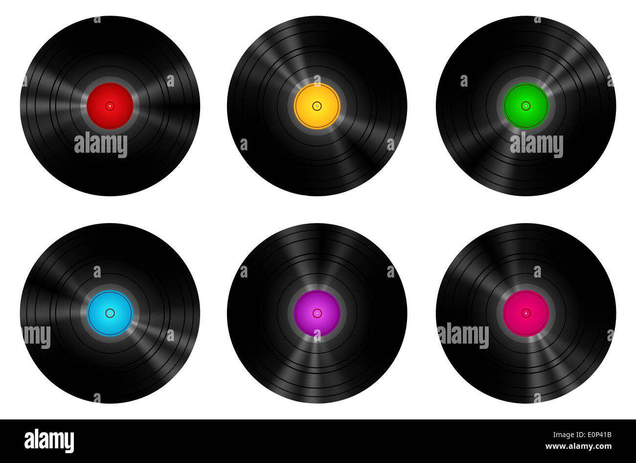 Vintage Vinyl Records Set Isolated On White Vector Illustration Stock ...