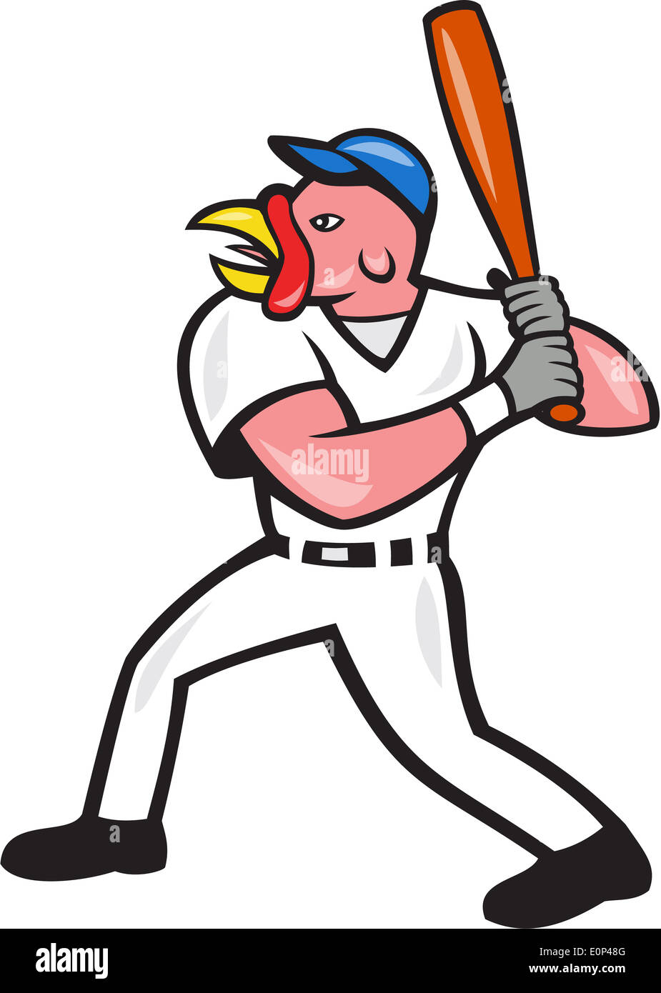 Illustration of a turkey baseball player batter hitter batting viewed ...