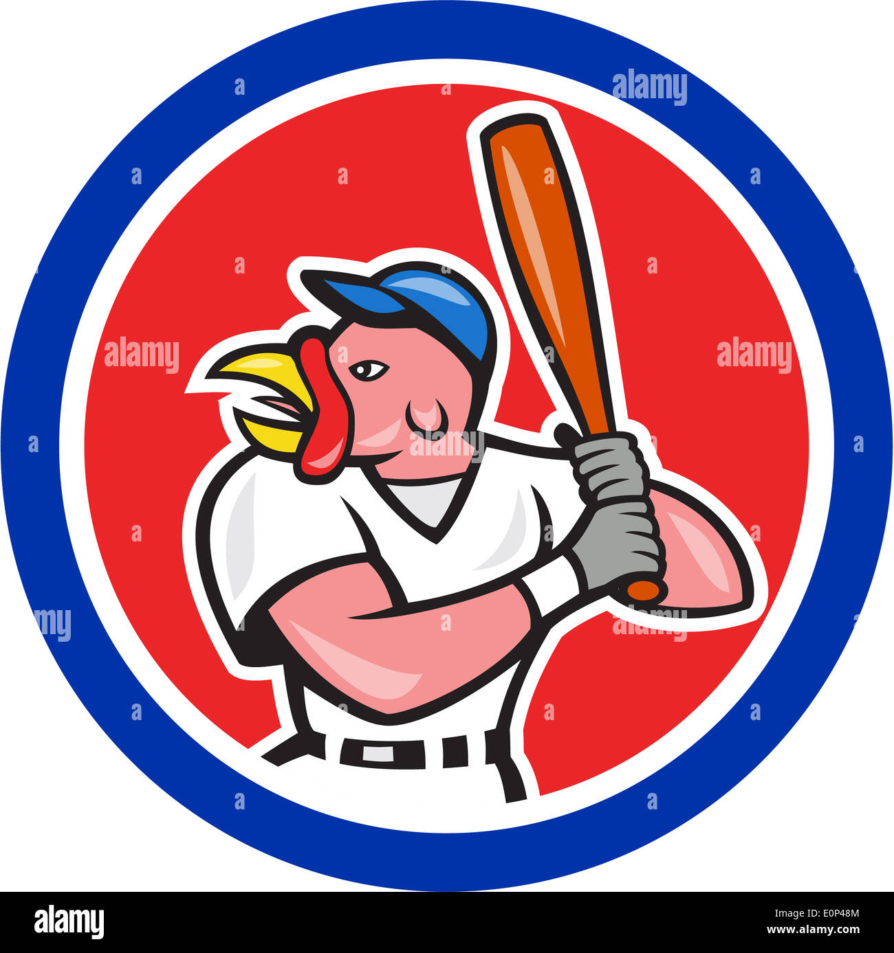 Illustration of a turkey baseball player batter hitter batting viewed ...