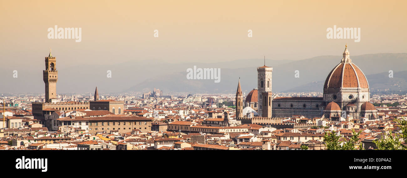 Panoramic view from Piazzale Michelangelo in Florence - Italy Stock ...