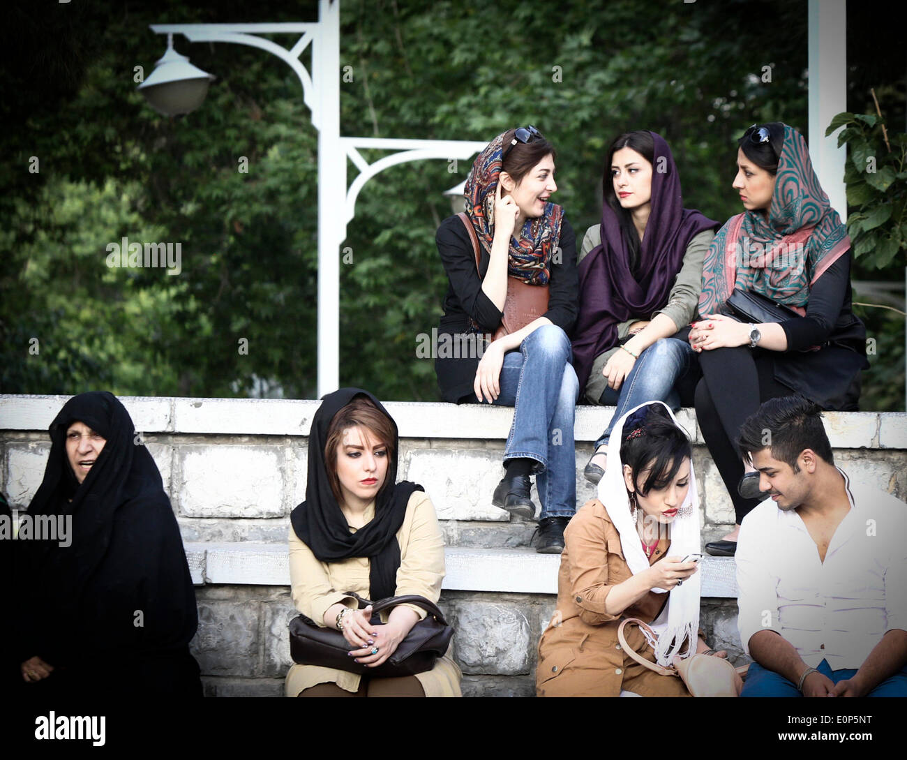 Tehran, Iran. 17th May, 2014. Iranian women are seen at a park in ...