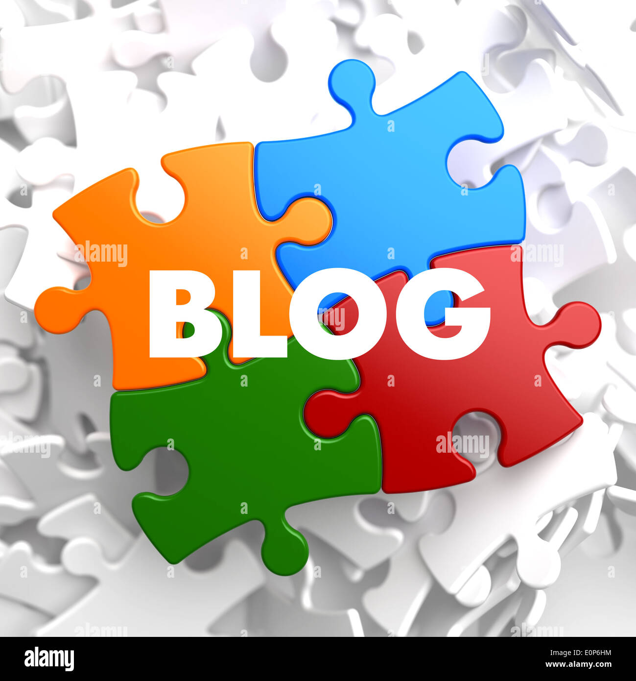 Blog - Multicolor Puzzle on White Stock Photo - Alamy
