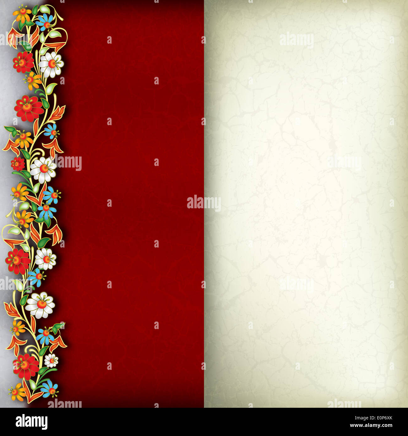abstract grunge red beige background with floral ornament Stock Photo ...