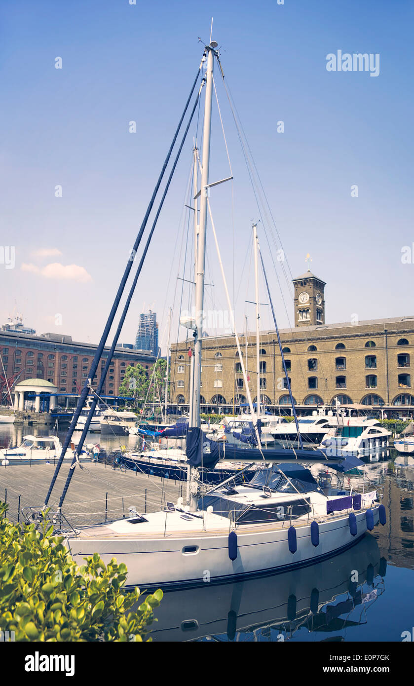 Boats docked at St. Katherine's Dock, London, UK Stock Photo - Alamy