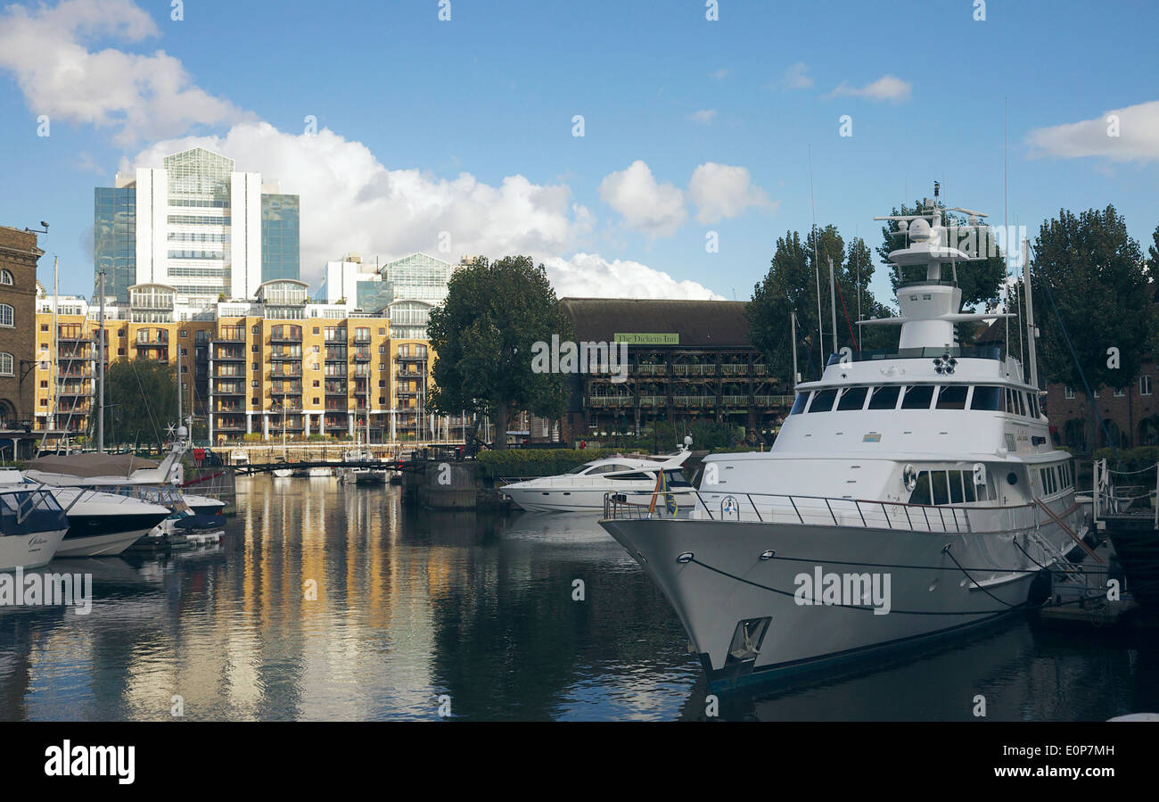 Boats docked at St. Katherine's Dock, London, UK Stock Photo - Alamy