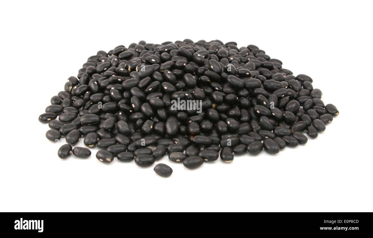 Black turtle beans, isolated on a white background Stock Photo - Alamy