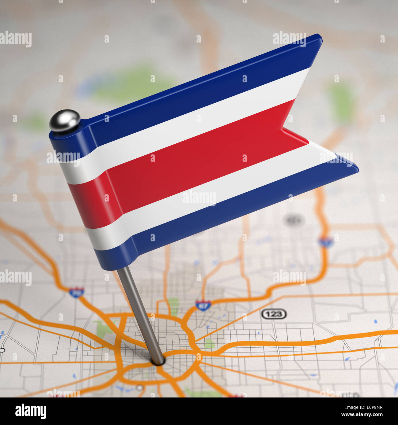Small Flag Republic of Costa Rica on a Map Background with Selective ...