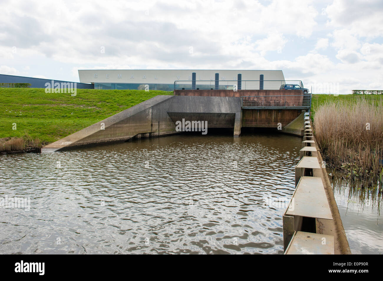 Water outlet of pumping station taken from low angle position Stock ...