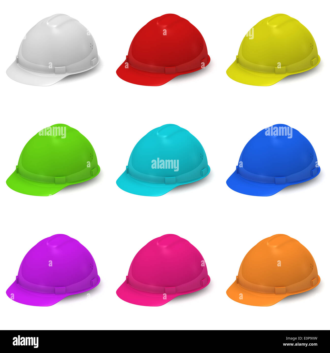 Collection of multi-colored helmets. The isolated background Stock ...