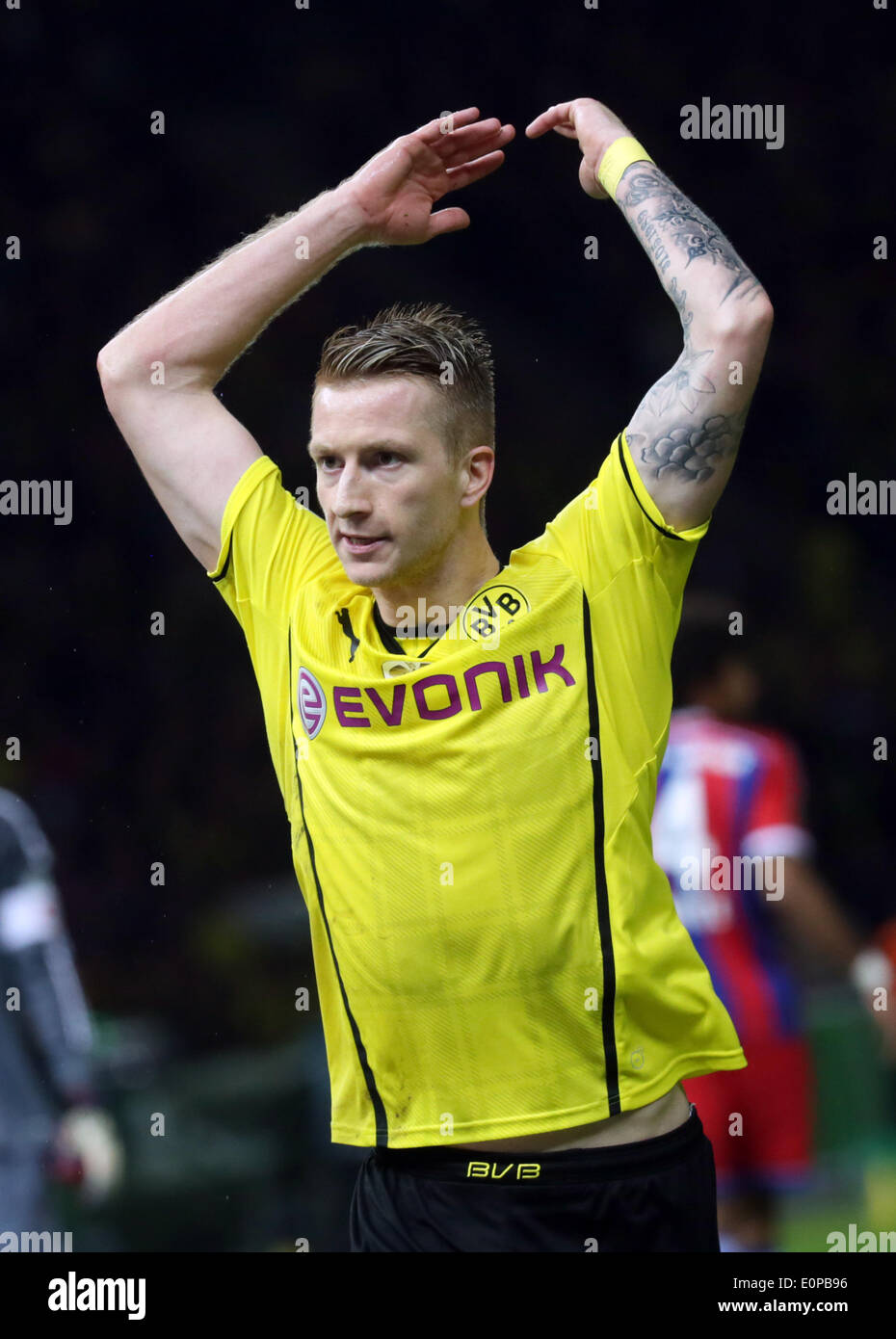 Berlin, Germany. 17th May, 2014. Dortmund's Marco Reus gestures during ...