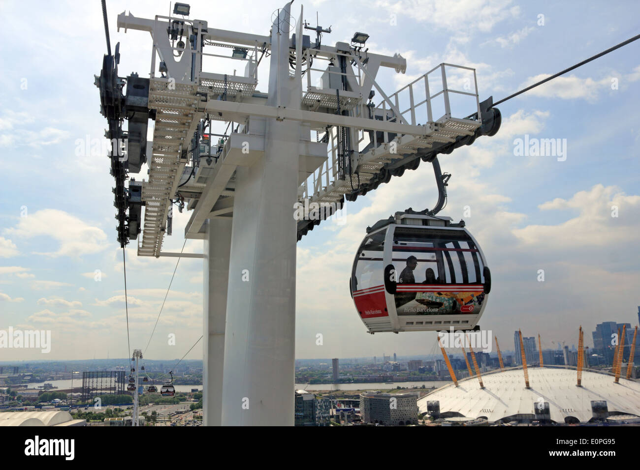 Emirates Air Line Cable Car over the River Thames at North Greenwich ...