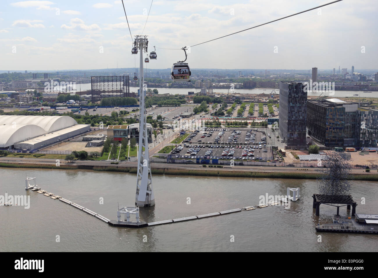 Emirates Air Line Cable Car over the River Thames at North Greenwich ...