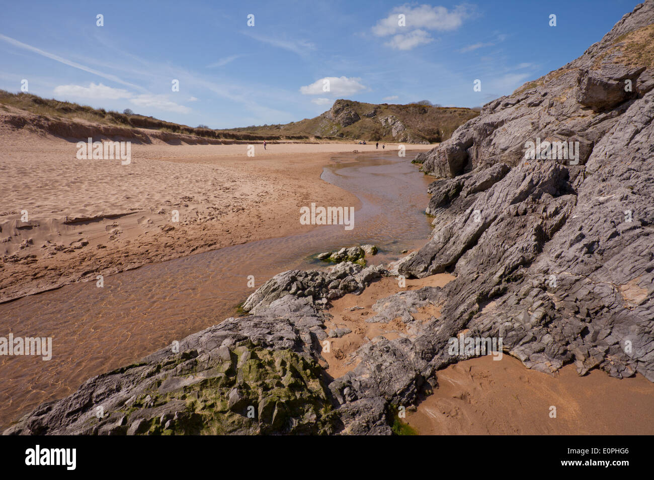 Sea inlet and beach, near Stackpole, Pembrokeshire, Wales UK Stock ...